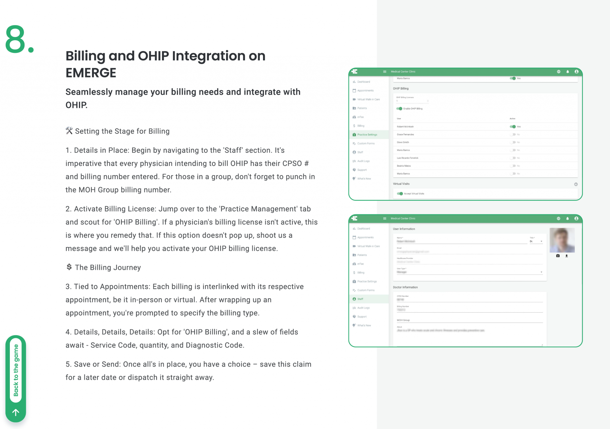 Billing and OHIP Integration on EMERGE - EMERGE Healthcare Co.